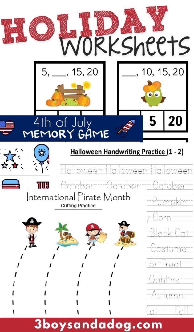 Free Homeschool Worksheets by Holiday