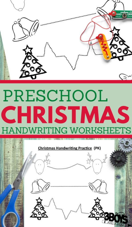 Christmas Handwriting and Coloring Page for Preschool