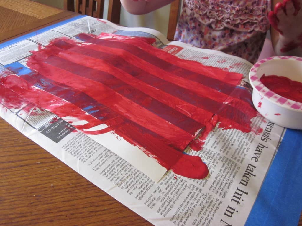 Flag Finger Painting Craft for Fourth of July - Preschool & Toddler Crafts