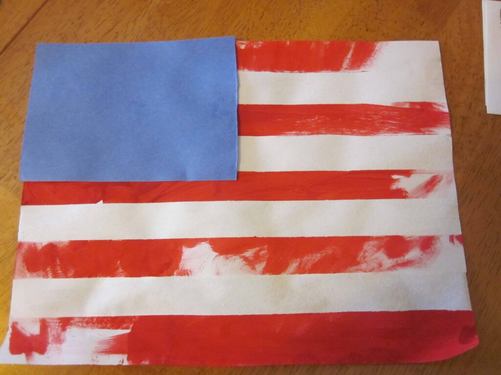 Flag Finger Painting Craft for Fourth of July - Preschool & Toddler Crafts