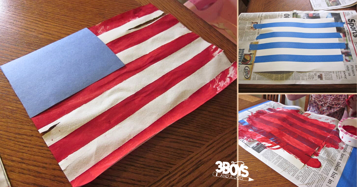 Flag Finger Painting Craft for Fourth of July