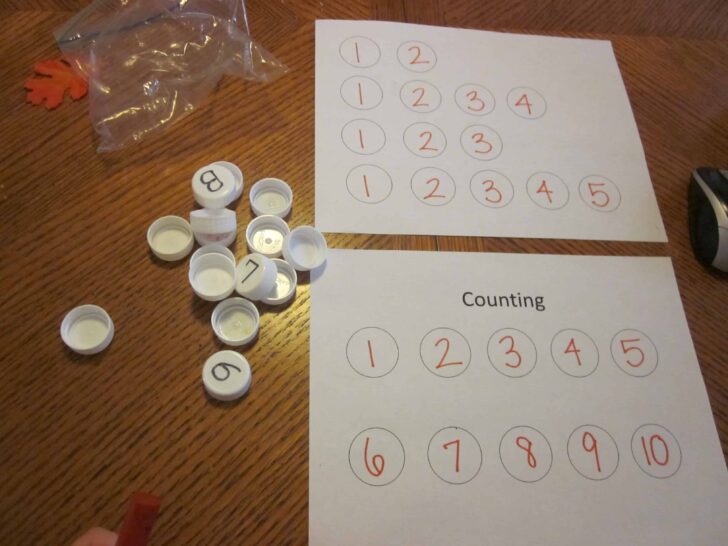 Educational Counting Activities for Kids: Bottle Cap Counting