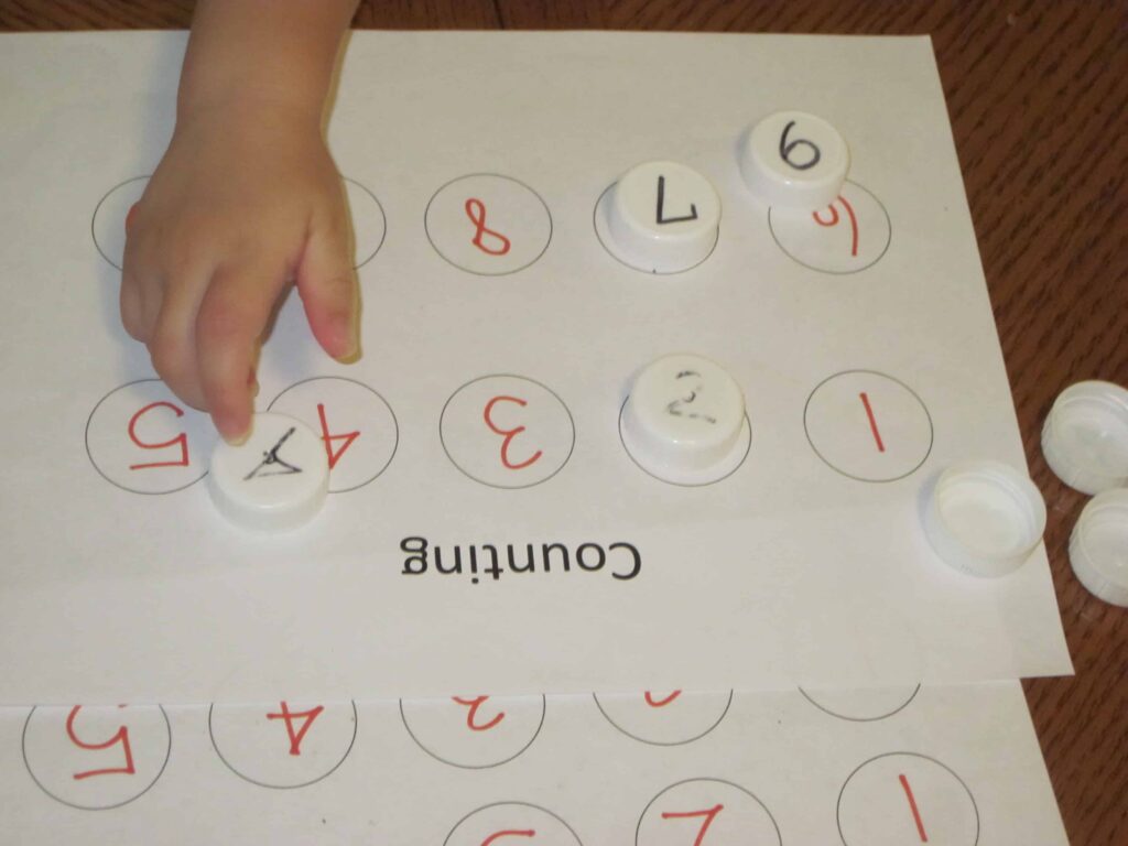 Educational Counting Activities for Kids: Bottle Cap Counting