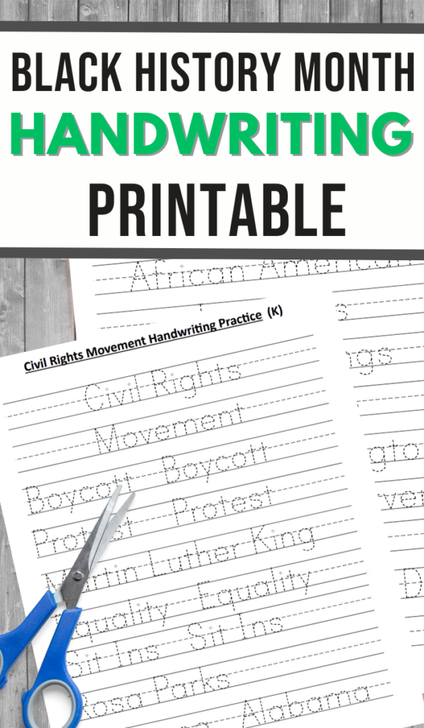Kindergarten Handwriting Worksheets for Black History Month - 3 Boys ...