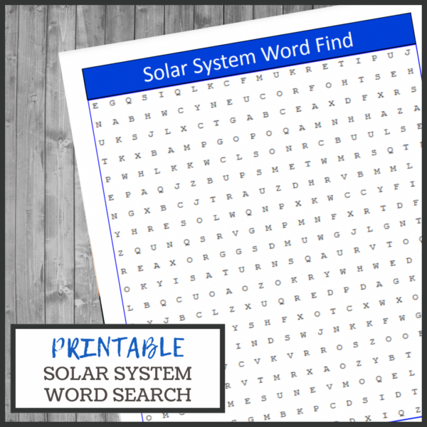 Solar System Word Search - 3 Boys and a Dog