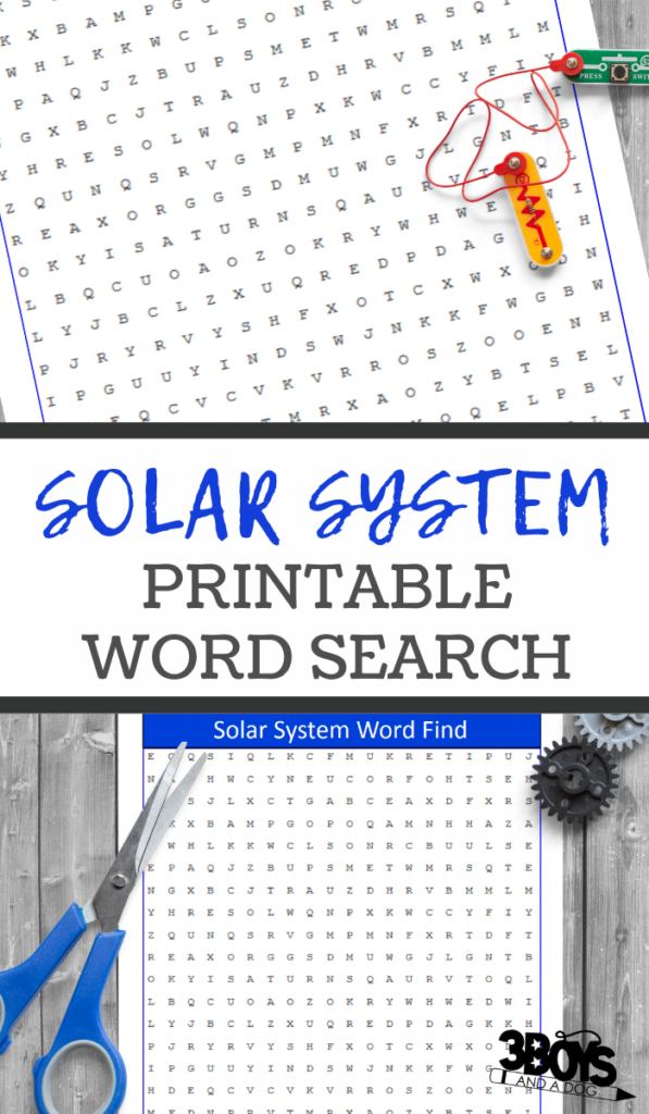 Solar System Word Search - 3 Boys and a Dog