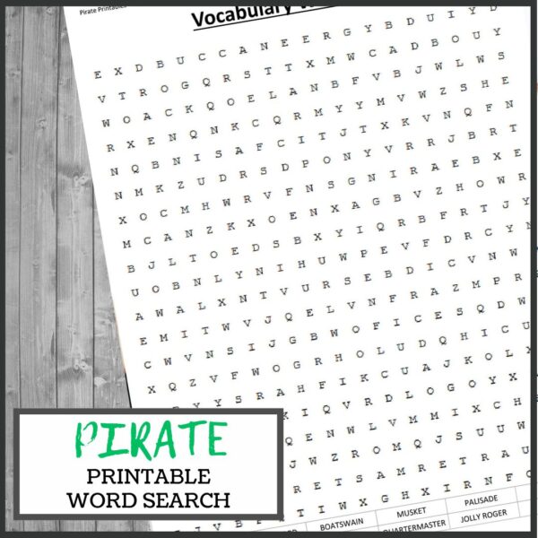 Pirate Word Find Worksheet - 3 Boys and a Dog