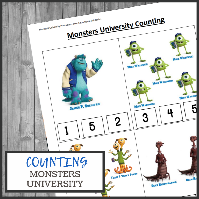 Monsters University Counting Sheet