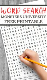 Monsters University Word Find Printable