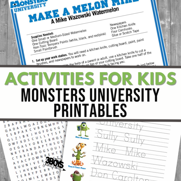 Monster University Preschool Homeschool Activities