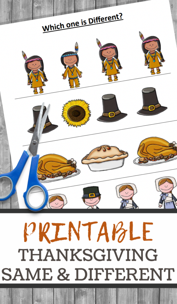 Same or Different Thanksgiving Printables