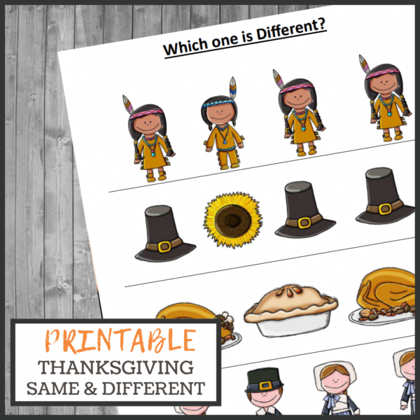 Same or Different Thanksgiving Printables