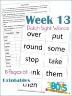 Dolch Sight Words Worksheets: Week Thirteen - 3 Boys and a Dog