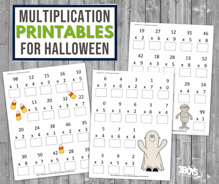 Halloween Multiplication Worksheets 3 Boys and a Dog