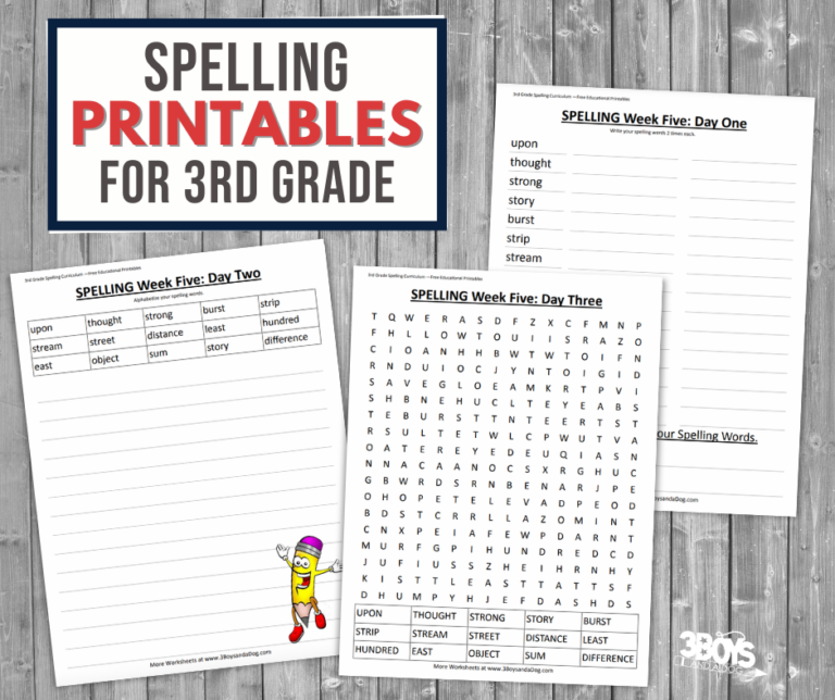 Third Grade Spelling Curriculum: Week Five - 3 Boys and a Dog