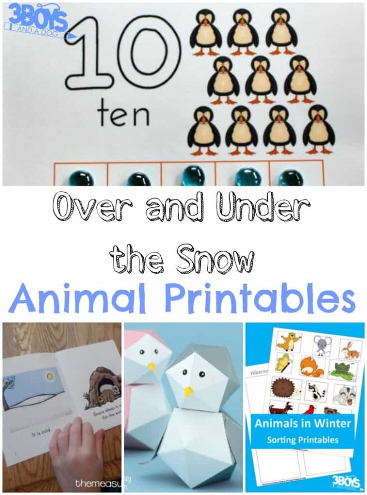 Over and Under the Snow Animal Printables - 3 Boys and a Dog