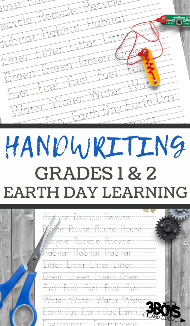 Earth Day Handwriting Printables (Grades 1 and 2) - 3 Boys and a Dog