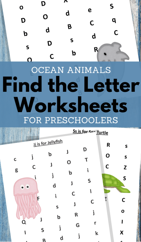 Ocean Animals Unit Study: Find a Letter Worksheets
