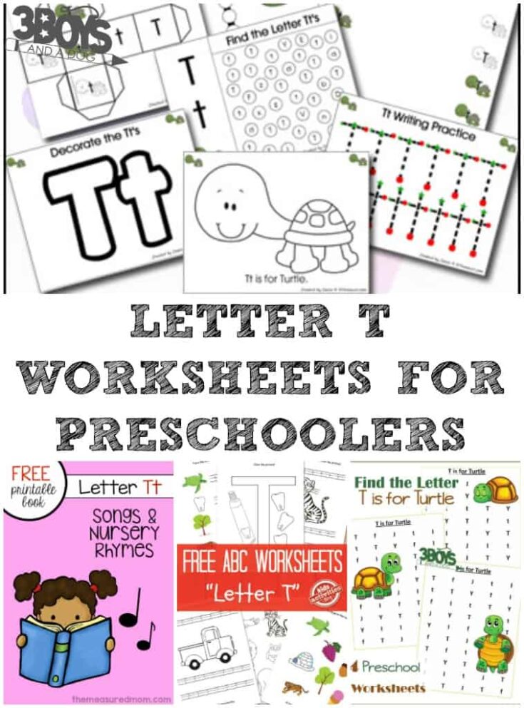 Letter T Worksheets for Preschool - 3 Boys and a Dog