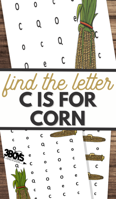 Find the Letter C is for Corn printables