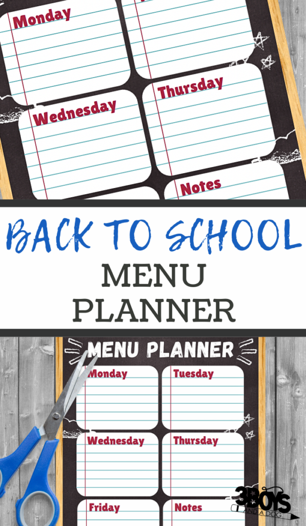 Back to School Menu Planning Printable
