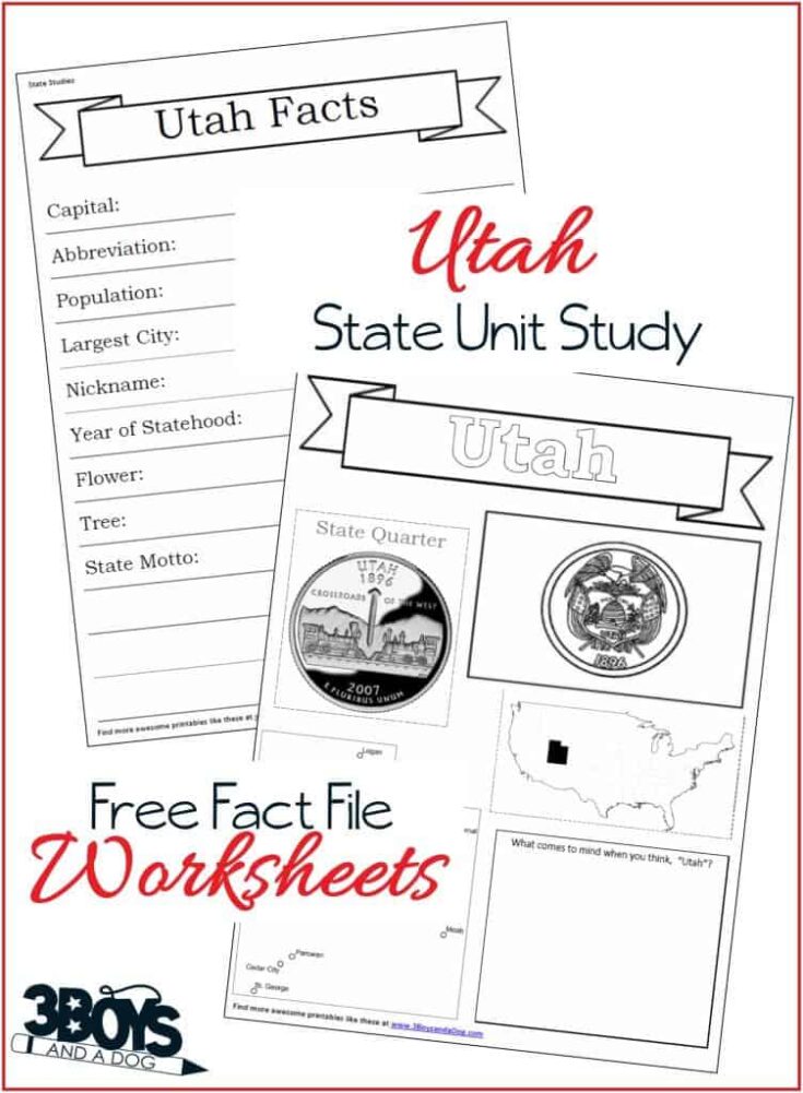 Utah State Fact File Worksheets