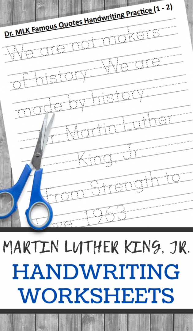 Black History Month Printables: MLK Handwriting Worksheets (grades 1-2)