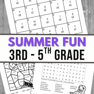 Summer Elementary Grammar Worksheets