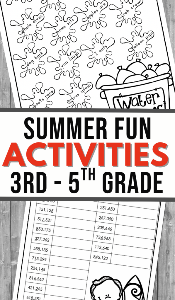 Summer Elementary Grammar Worksheets