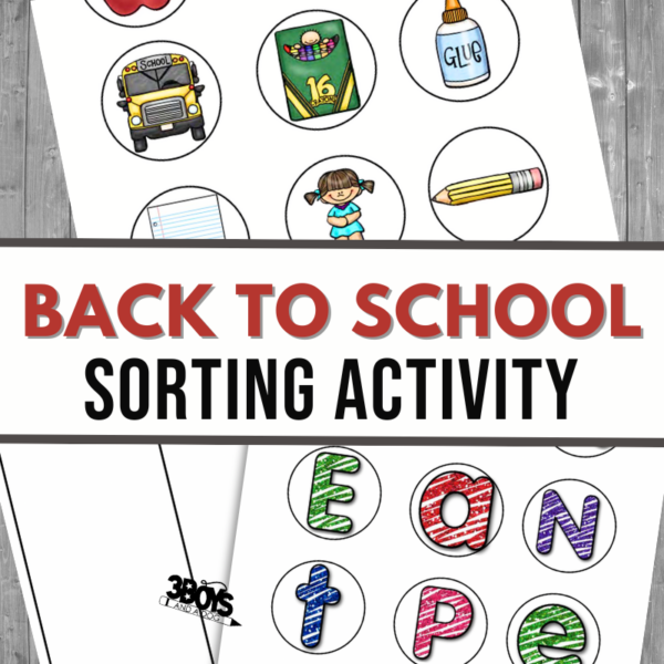 Back to School Printable Sorting Activities