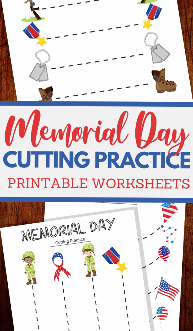 Memorial Day Cutting Practice Worksheets