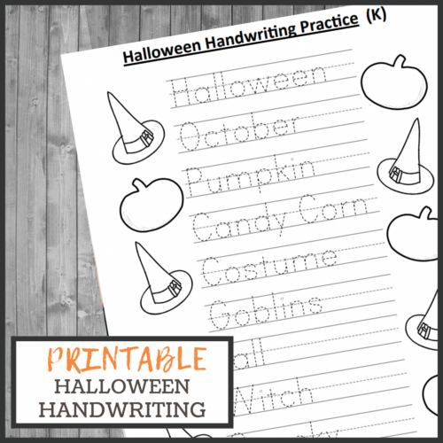 Kindergarten Halloween Handwriting Practice - 3 Boys and a Dog