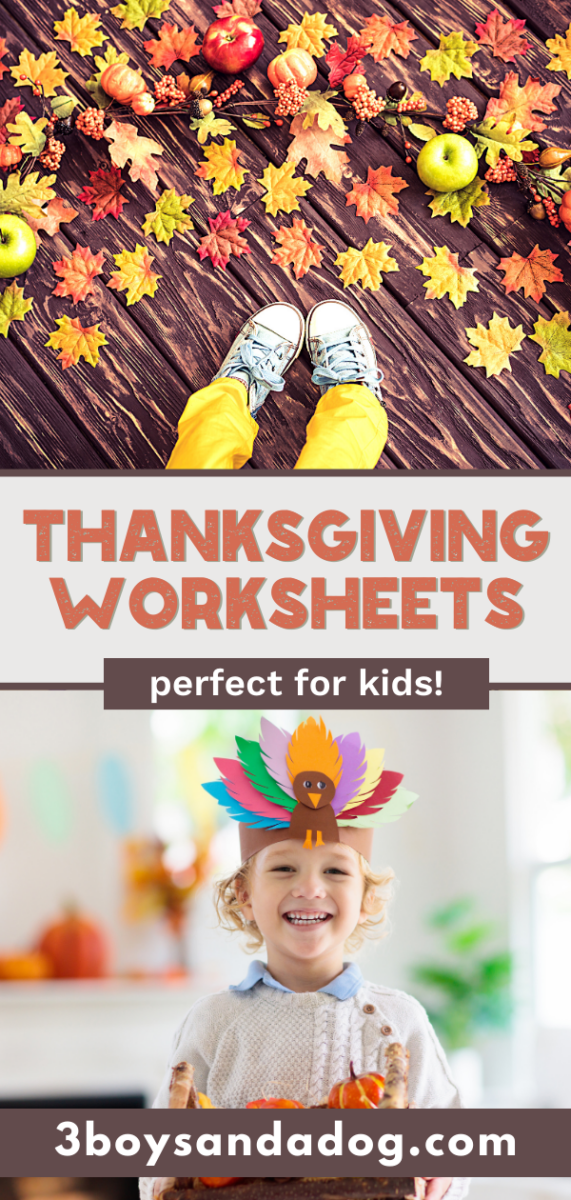 Thanksgiving Worksheets For Kids - 3 Boys and a Dog