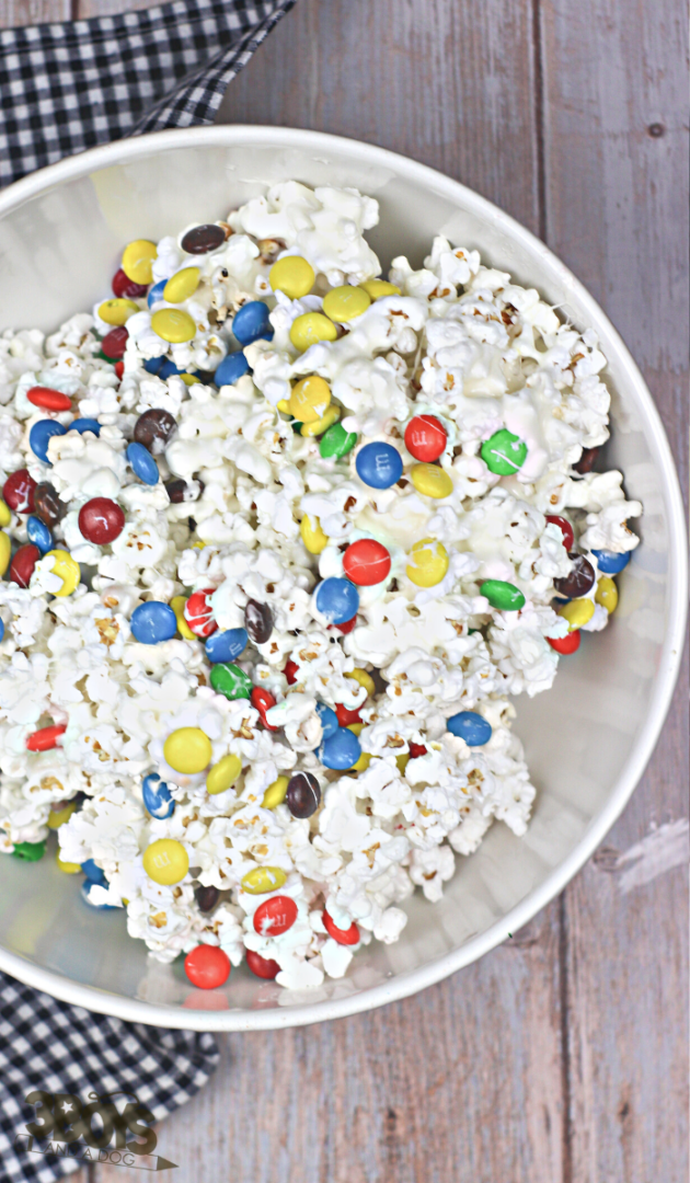 M&M Popcorn Recipe - 3 Boys and a Dog