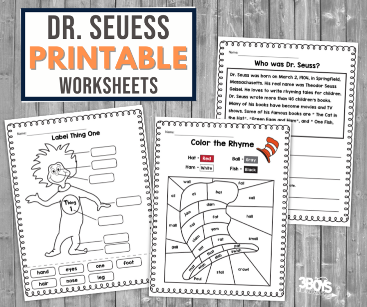 Dr. Seuss Printable Activity Set - 3 Boys and a Dog