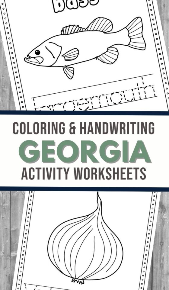 Free Georgia Coloring and Handwriting Worksheets for Kids.