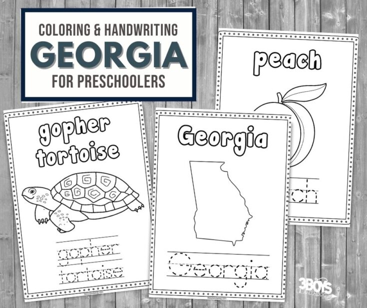 Free Georgia Coloring and Handwriting Worksheets for Kids.