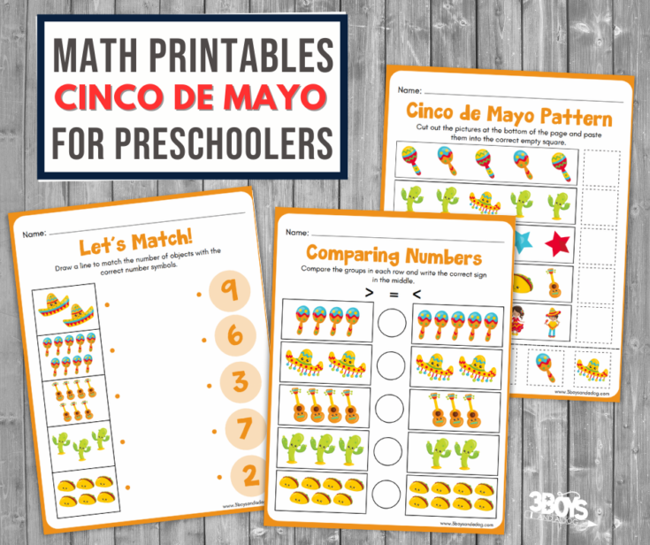 Cinco de Mayo Math for Preschool - 3 Boys and a Dog