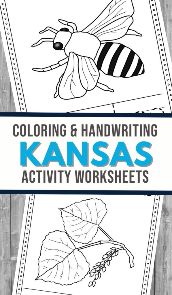 Kansas Coloring and Handwriting Worksheets - 3 Boys and a Dog