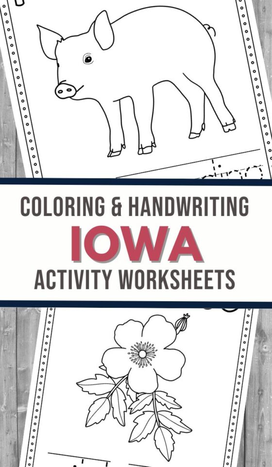 Iowa Coloring and Handwriting Worksheets - 3 Boys and a Dog