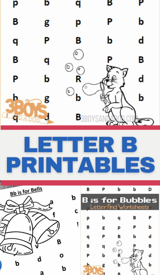 Find the Letter B Worksheets - 3 Boys and a Dog