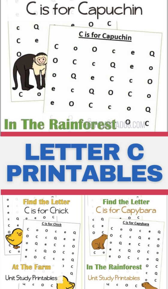 Find the Letter C Worksheets - 3 Boys and a Dog