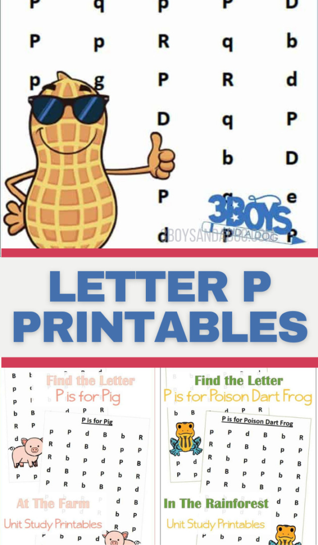 Find the Letter P Worksheets - 3 Boys and a Dog