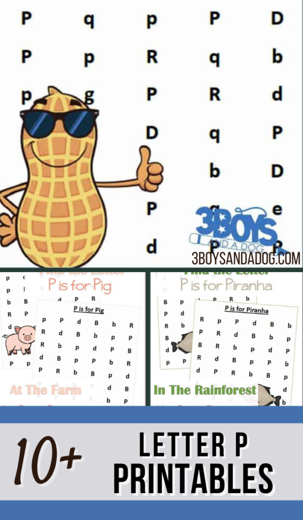 Find the Letter P Worksheets - 3 Boys and a Dog