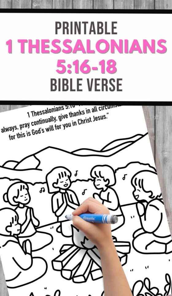 Free 1 Thessalonians 5:16-18 Coloring Page for Kids