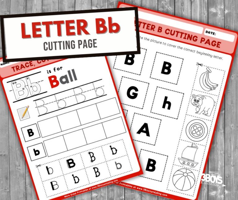 Letter B Cutting Pages - 3 Boys and a Dog