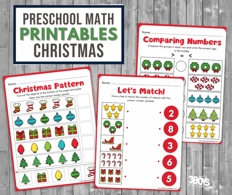 Christmas Math Activities for Preschool - 3 Boys and a Dog