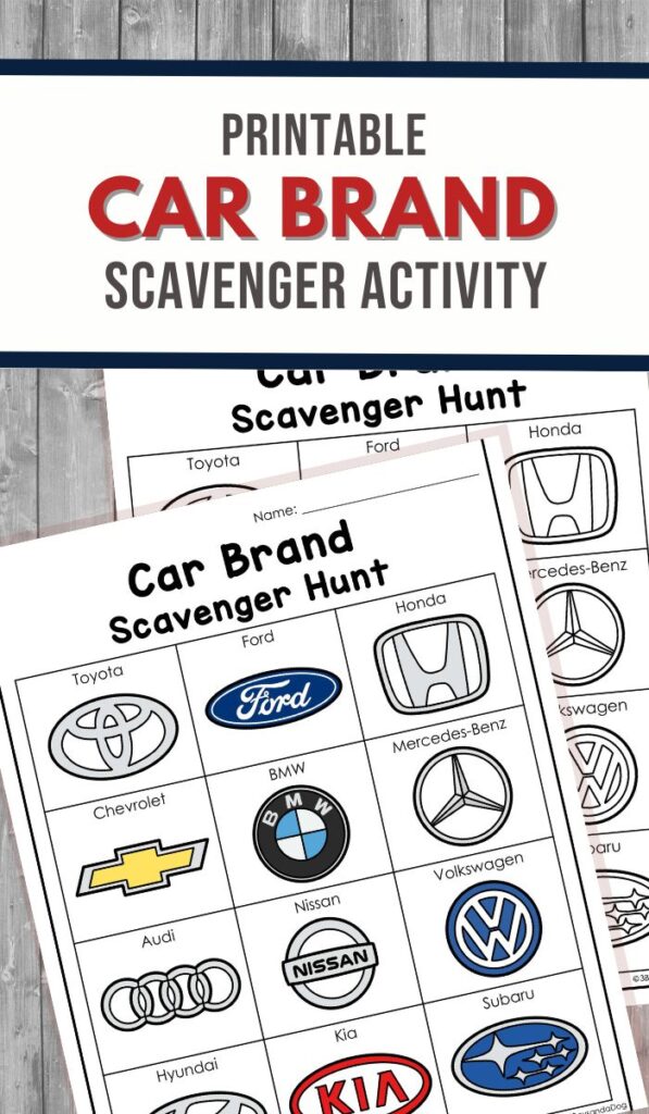 Car Brand Scavenger Hunt Printable - 3 Boys and a Dog