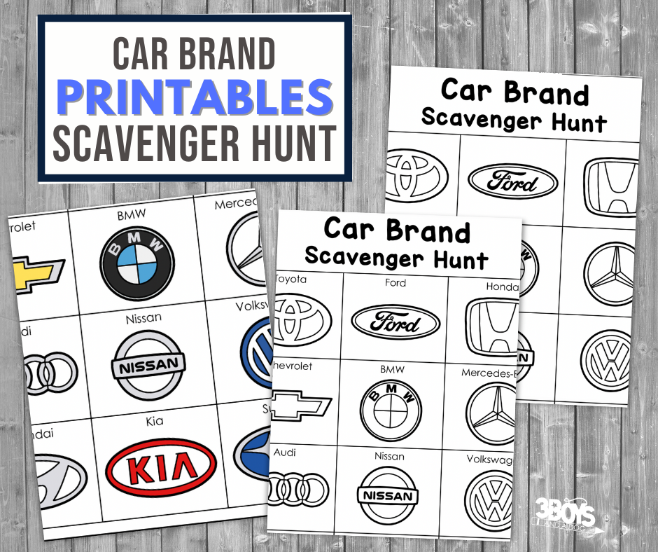 Car Brand Scavenger Hunt Printable - 3 Boys and a Dog