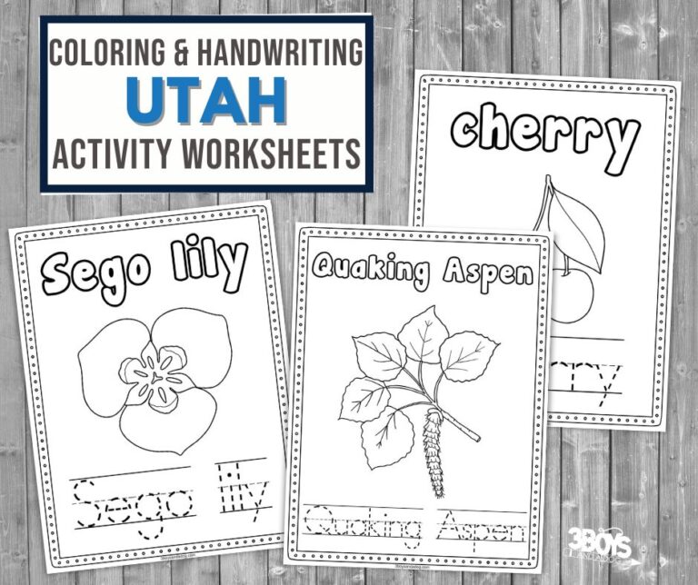 Utah Coloring and Handwriting Book - 3 Boys and a Dog